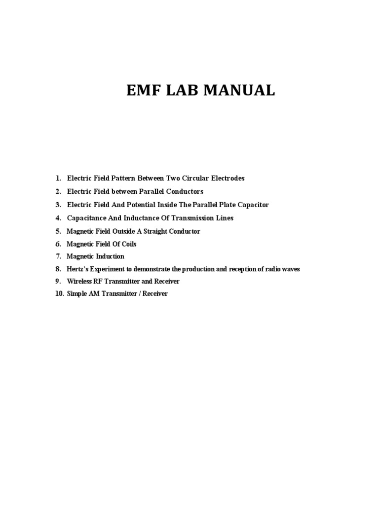 Emf Lab Manual | PDF | Inductor | Transmitter
