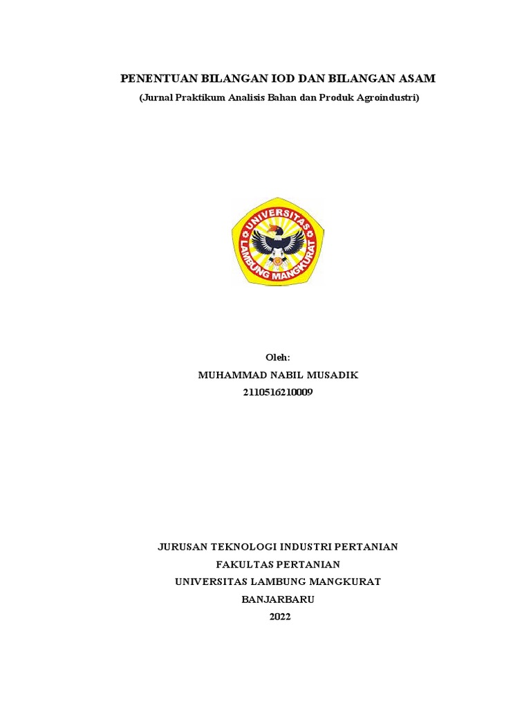 Penentuan Bilangan Iod dan Asam Minyak | PDF | Teknologi & Rekayasa