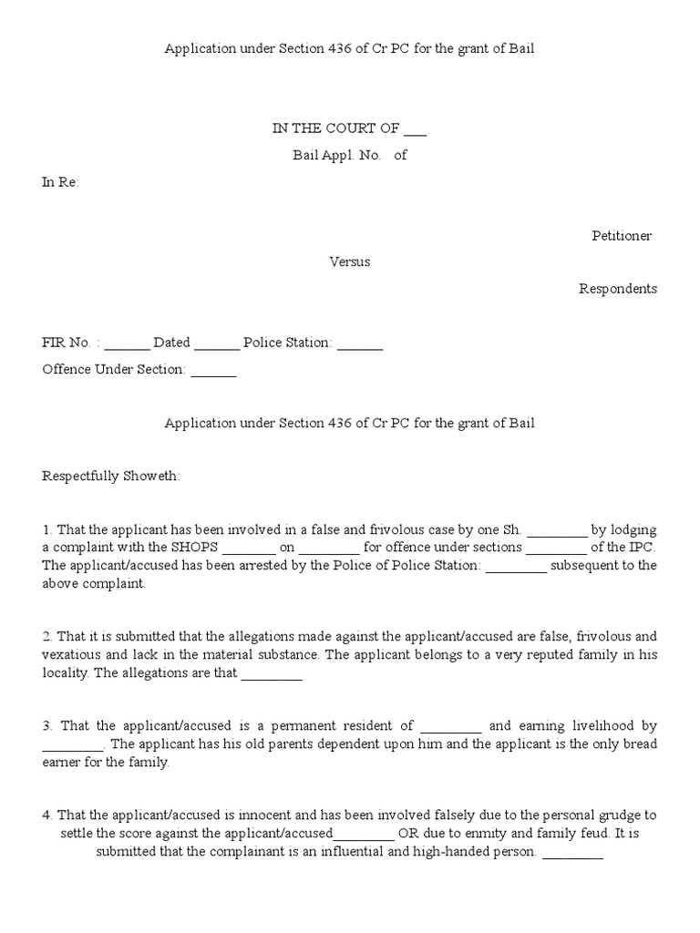 436 Application FORMAT | PDF | Bail | Affidavit