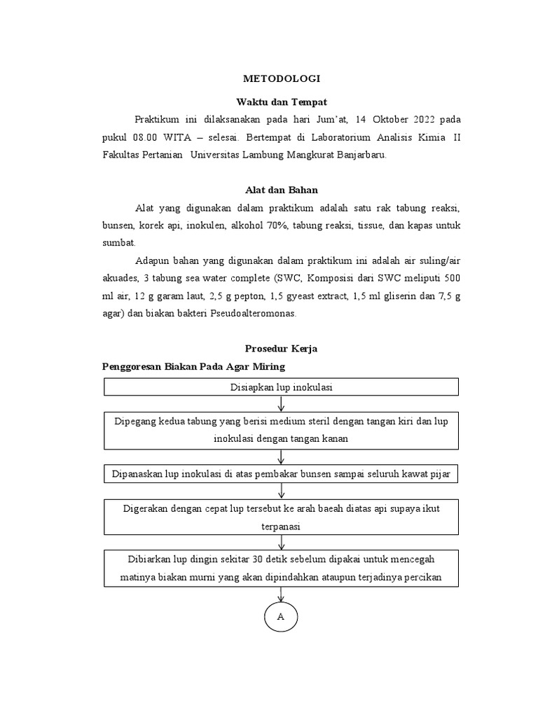 Penggoresan Biakan Bakteri Pada Agar Miring | PDF