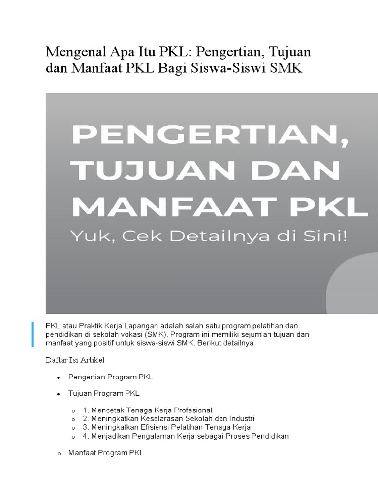 Mengenal Apa Itu PKL | PDF