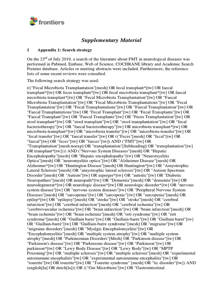 Supplementary Material Vendrick | PDF | Microbiota | Gastrointestinal Tract