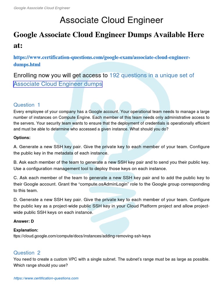 Google Associate Cloud Engineer Dumps Available Here at | PDF | Cloud Computing | Public Key ...