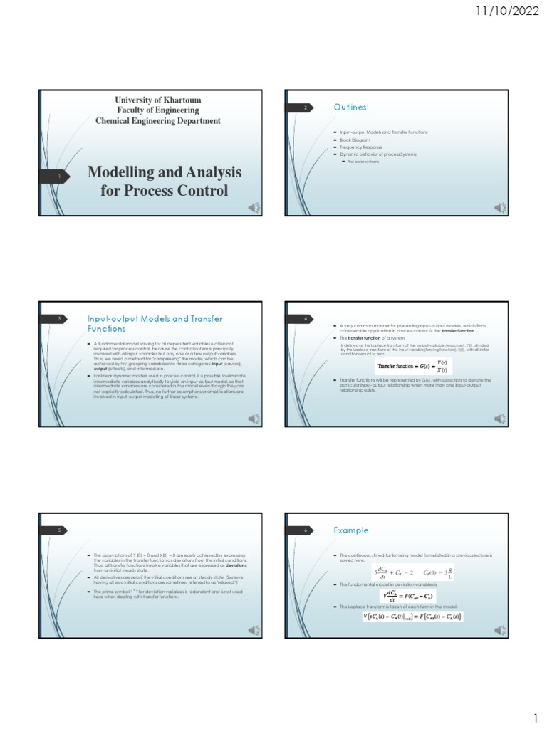 3 Modelling And Analysis For Process Control Lec 5 Pdf Equations