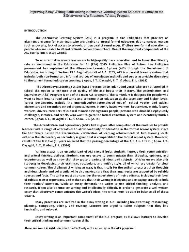 Introduction in Essay Writng | PDF | Essays | Critical Thinking