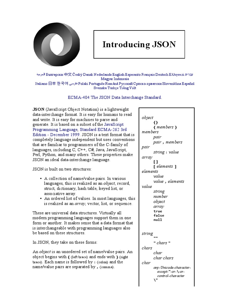 JSON Introduction | PDF | Json | Computer Programming