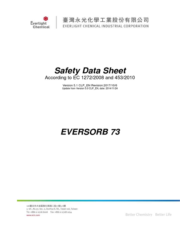 Eversorb 73 Sds | Download Free PDF | Dangerous Goods | Toxicity