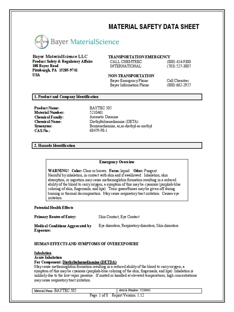 ETH. MSDS - PDF 2 | PDF | Hazardous Waste | Resource Conservation And ...