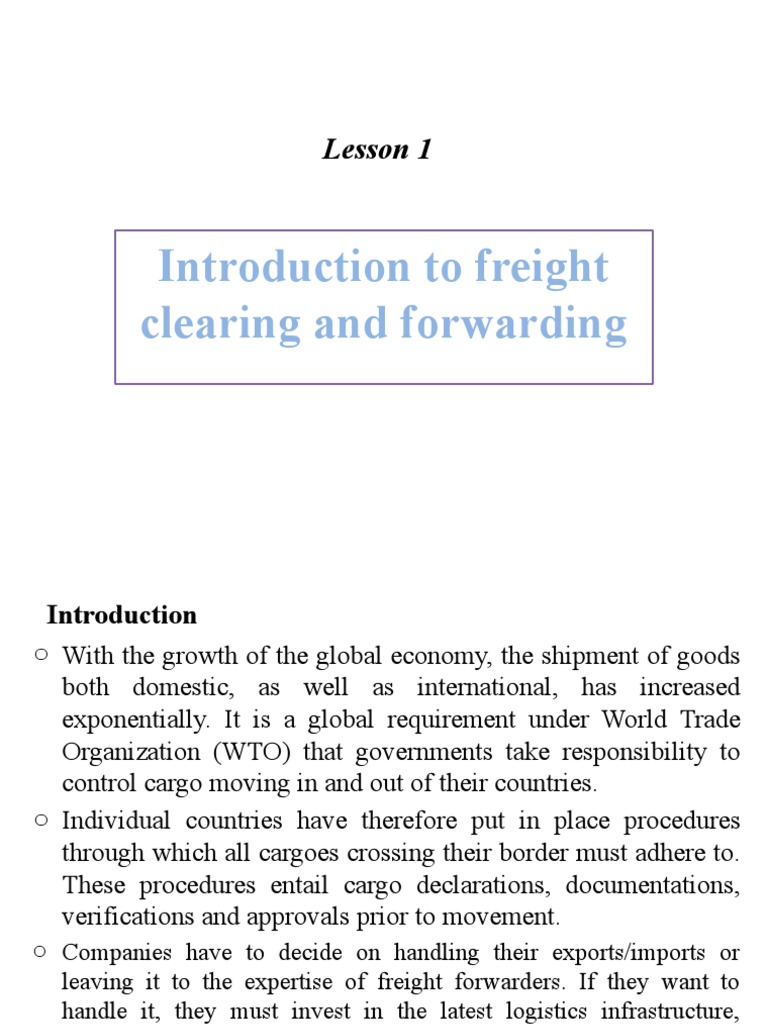 Introduction To Freight Clearing and Forwarding: Lesson 1 | PDF | Cargo ...