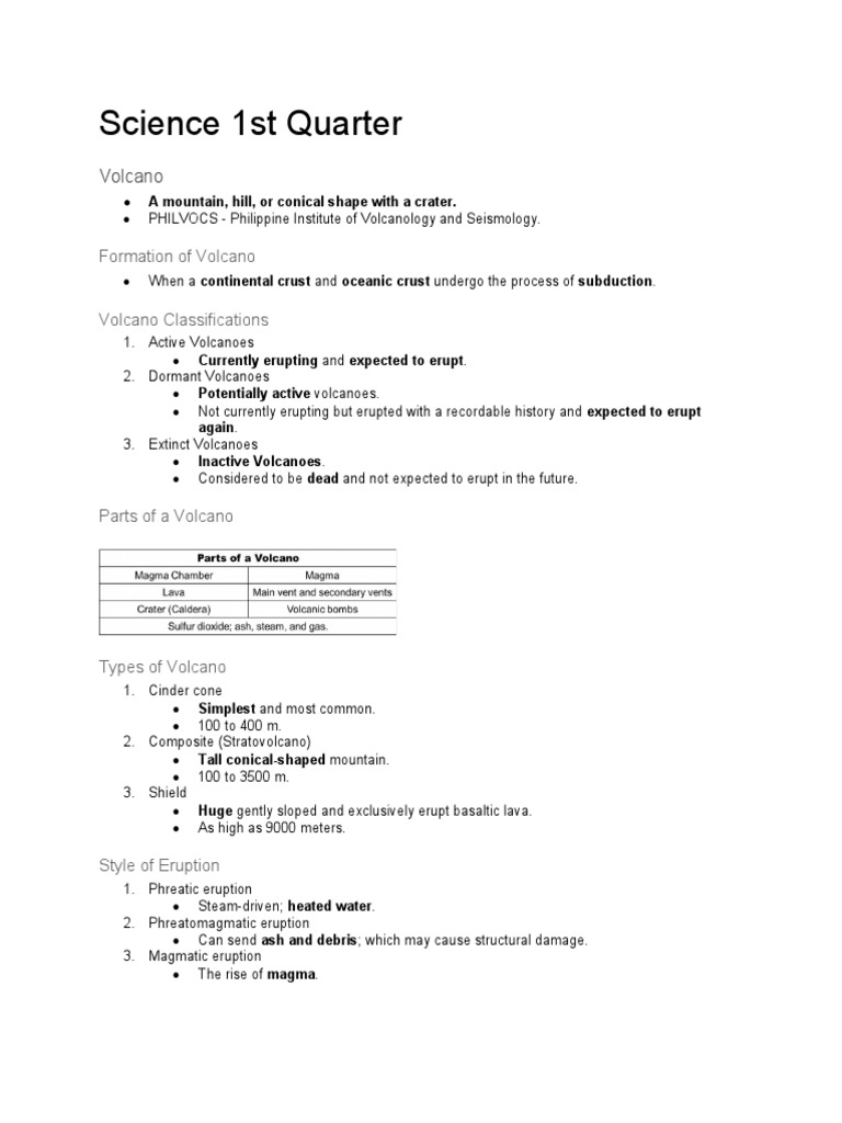 Science 1st Quarter - Grade 10 | PDF | Volcano | Plate Tectonics