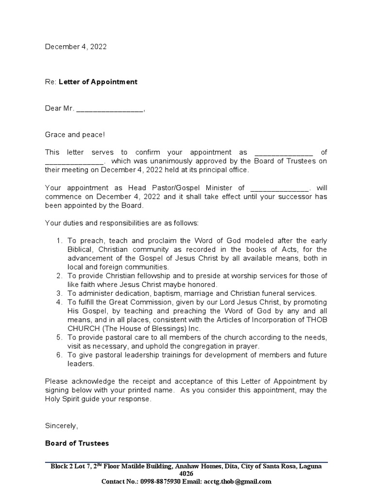 Appointment Letter | PDF | Religion & Spirituality | Law