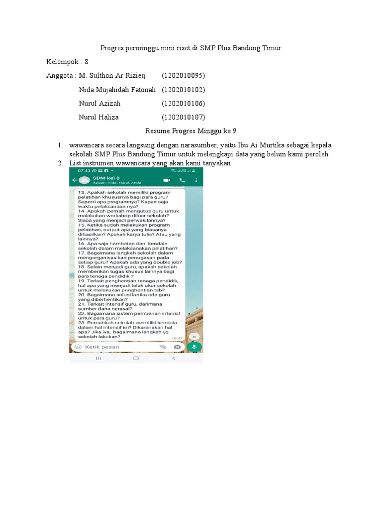Kelompok 8 - Progres Minggu Ke-9 Mini Riset | PDF