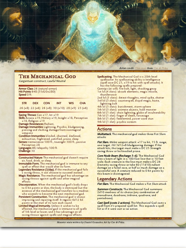 TheMechanicalGod StatBlock | PDF
