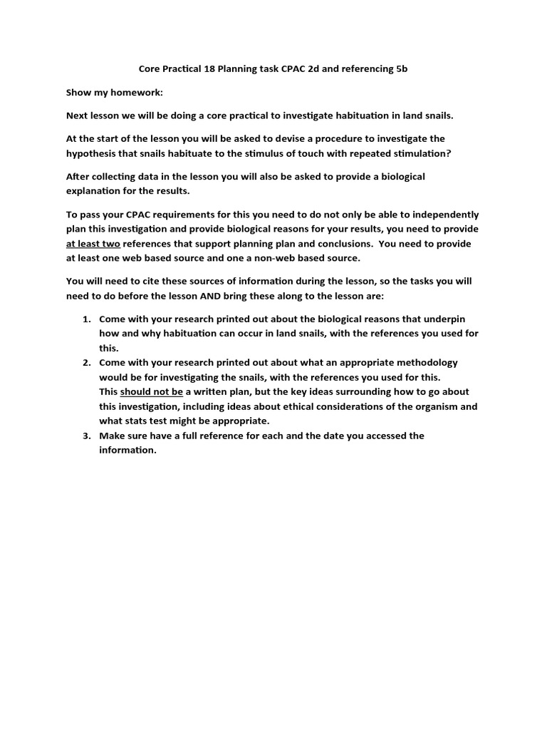 Core Practical 18 Planning Task | PDF | Statistics | Science