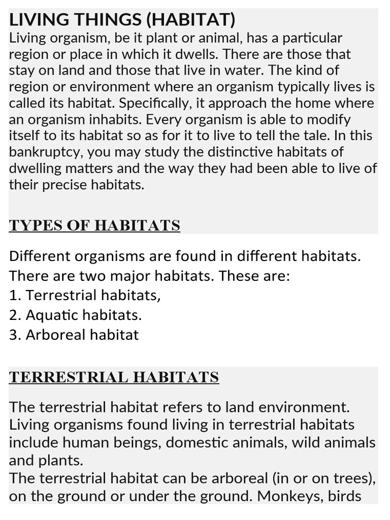 Habitat and Adaptation, BASIC SC JSS 2 | PDF | Habitat | Water
