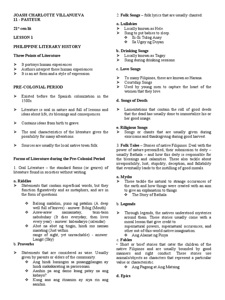 21st Cen Lit (Reviewer q1) | PDF | Philippines