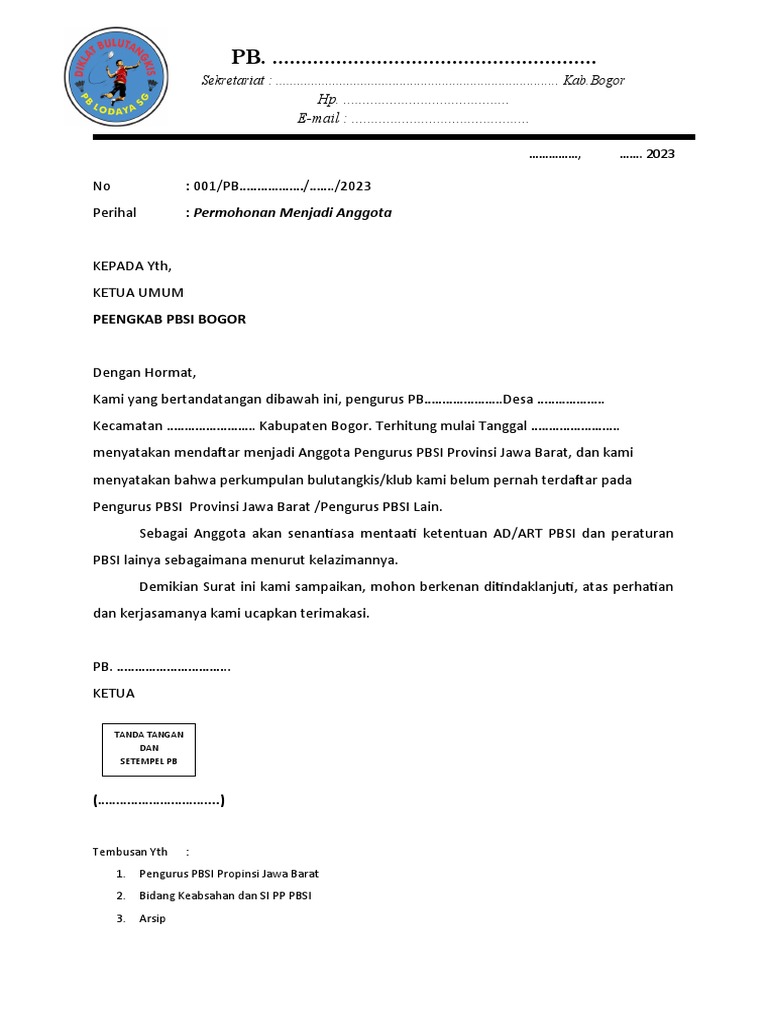 Surat Pengajuan PB | PDF