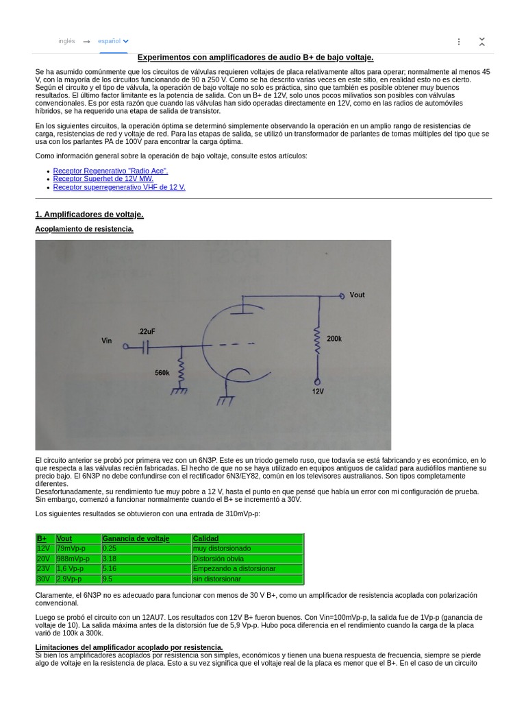 Low Voltage tubes Audio Amplifier Experiments. | PDF | Transformador ...