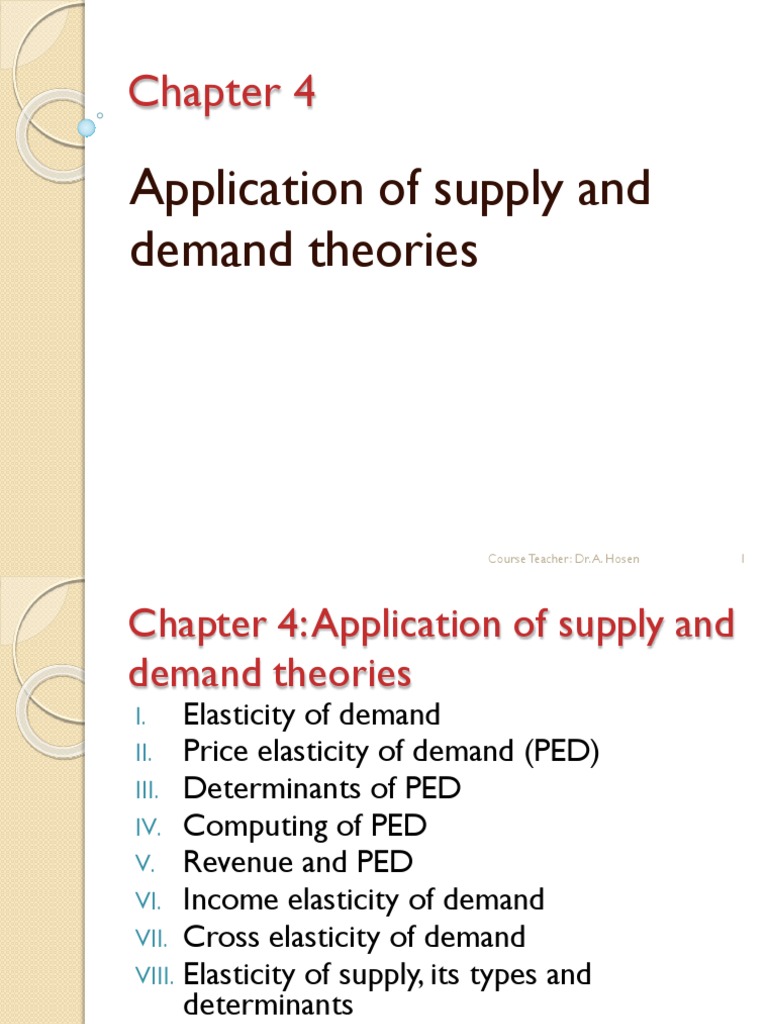 4 Application of Ss and DD Theories | PDF | Demand | Price Elasticity Of Demand
