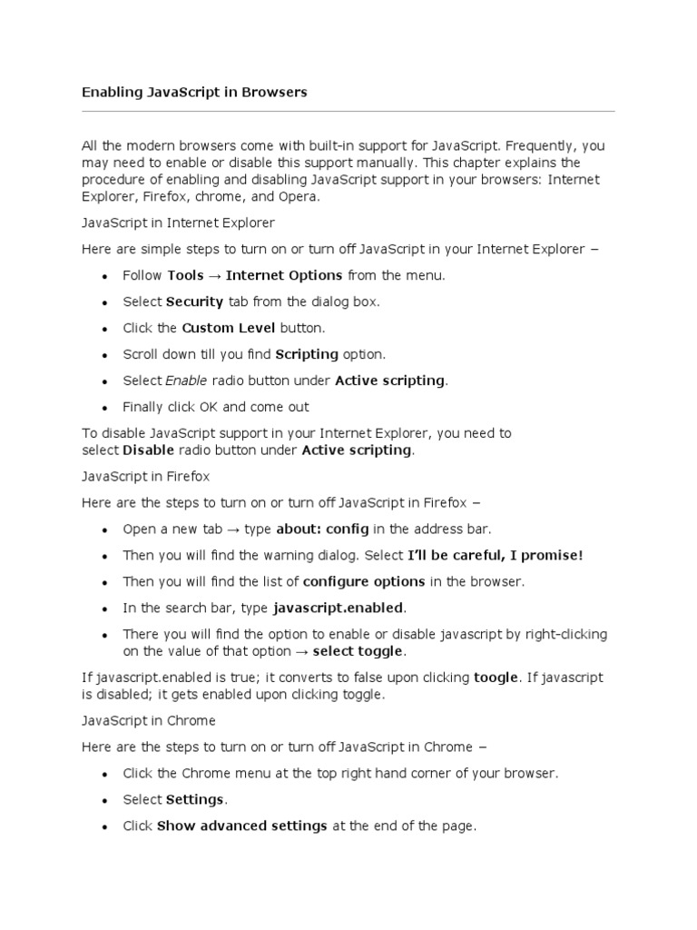 Enabling JavaScript in Browsers | Download Free PDF | Java Script ... Enabling JavaScript in Browsers | Download Free PDF | Java Script ...