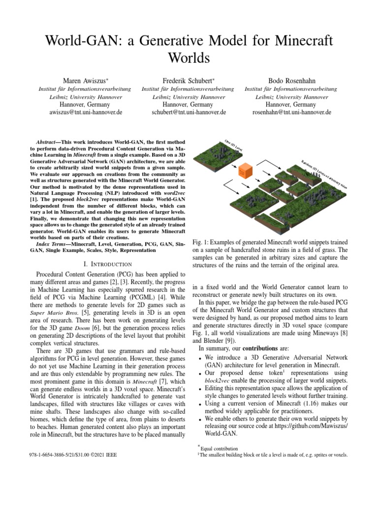 World-GAN - A Generative Model For Minecraft | PDF | Machine Learning ...
