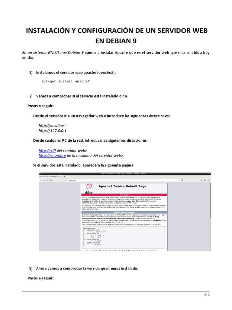 Instalación y Configuración de Un Servidor Web en Debian9 | PDF | Red mundial | Internet y web