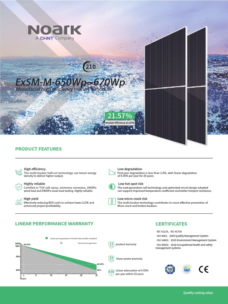 NOARK 210-650-670MH8-66 Mono Solarni Panel | Download Free PDF | Solar ...