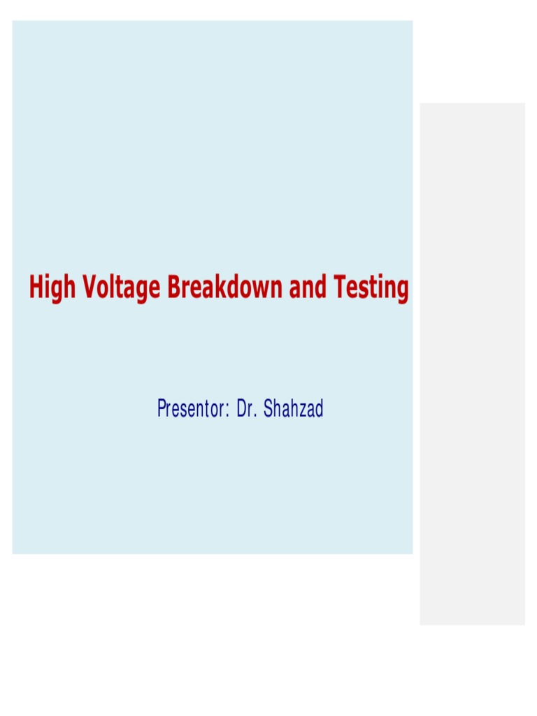 Lec#1 High Voltage Engineering (Recovered) | PDF | Electrical Breakdown | Ionization