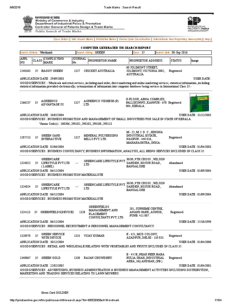 Class Details Well Known Marks Prohibited Marks Vienna Code ...
