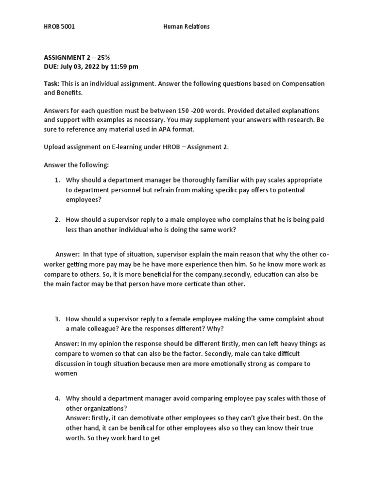 Assignment 2 - Human Relations - WK 7 2 | PDF