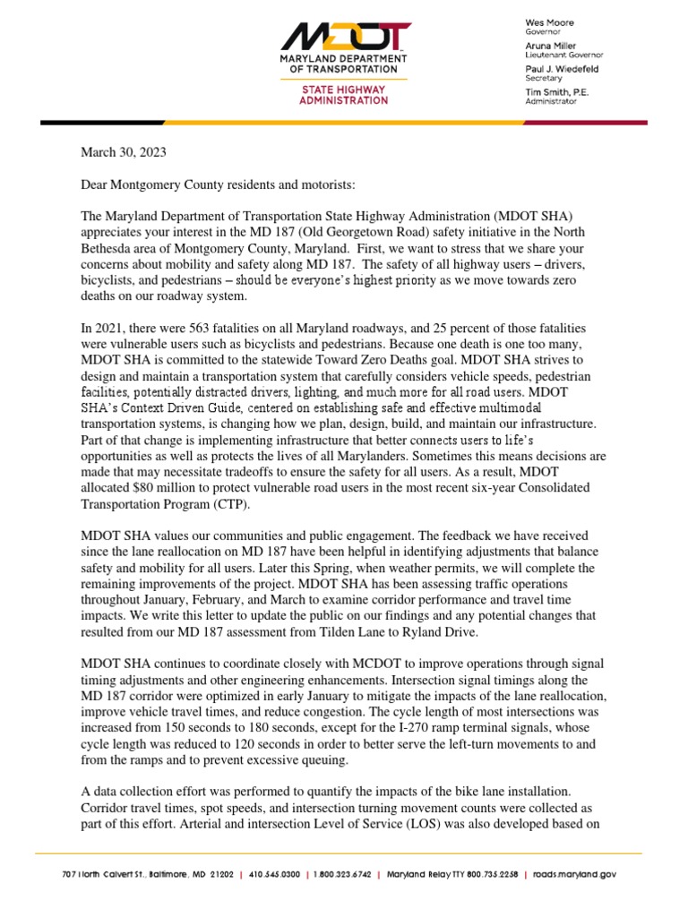 State Highway's Old Georgetown Road/MD 187 Interim Analysis | PDF ...
