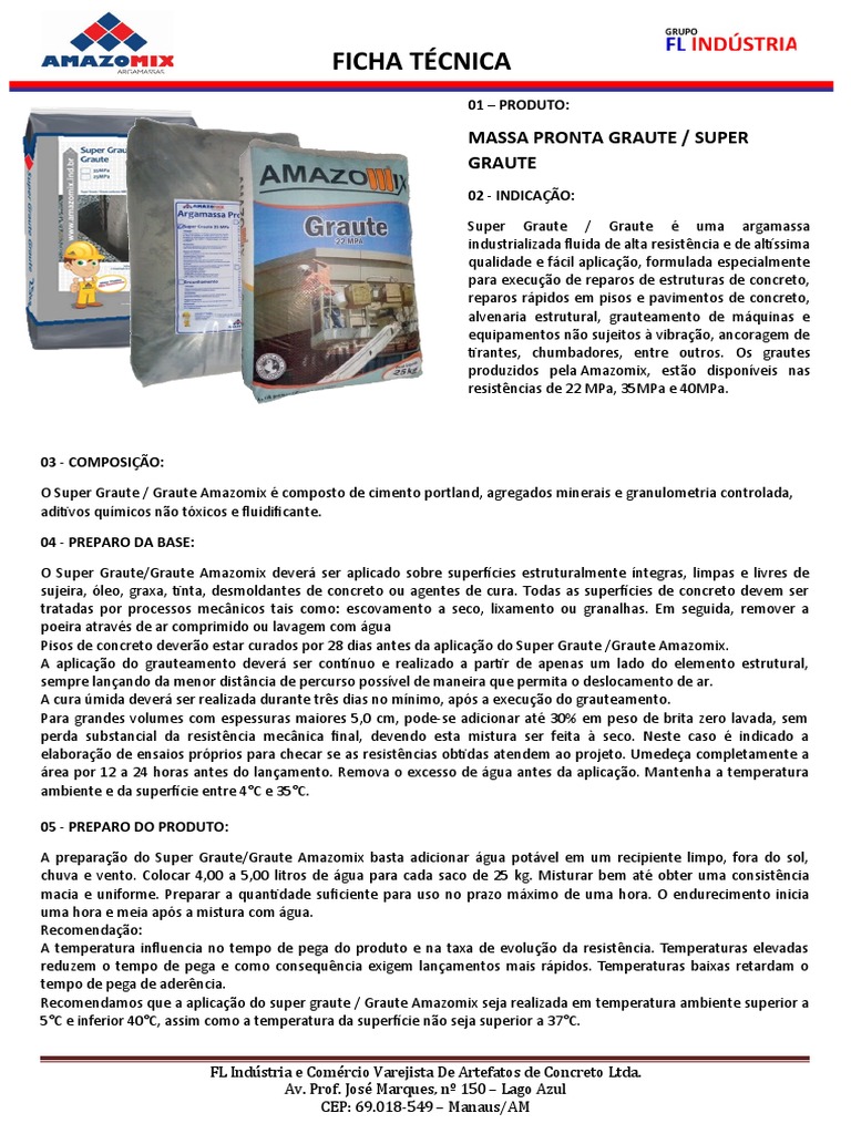 Ficha Tecnica Graute & Super Graute | PDF | Concreto | Tinta