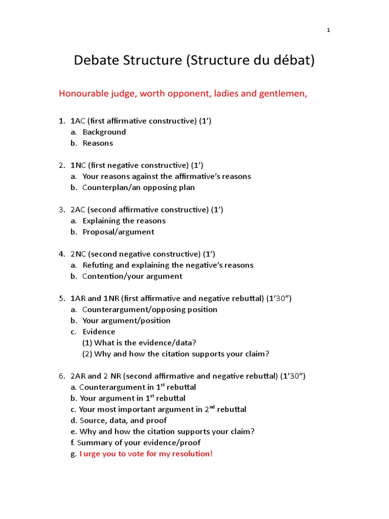 Debate Structure | PDF