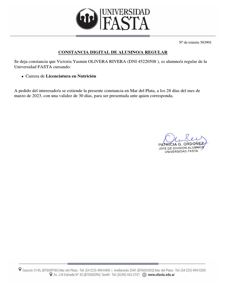 Constancia Alumno Regular | PDF