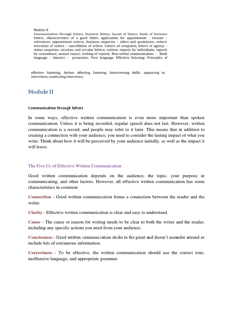 Communication Through Letters: The Five Cs of Effective Written Communication | PDF | Nonverbal ...