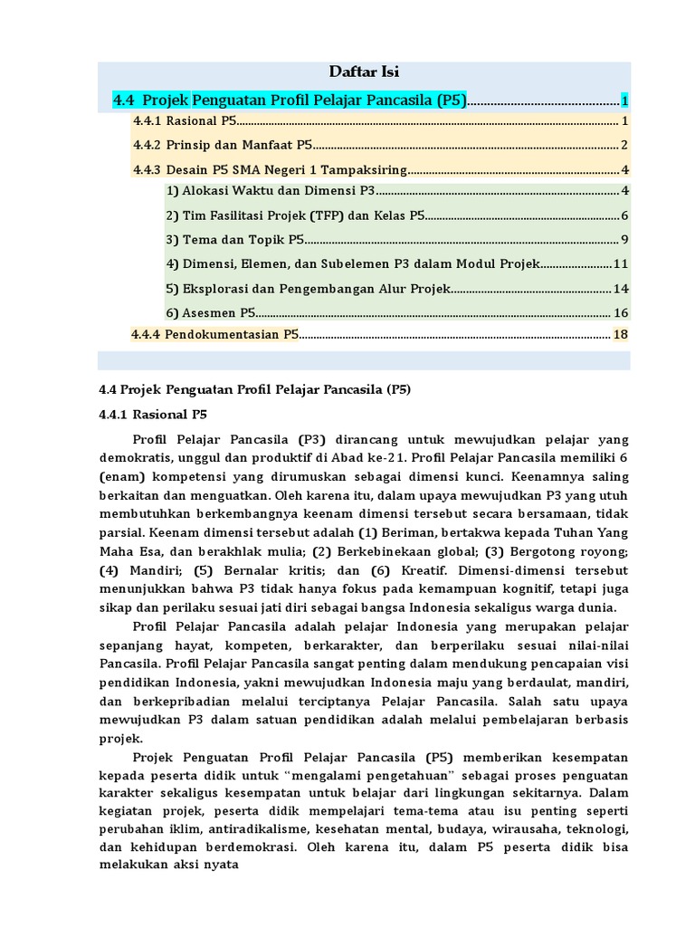 Projek Penguatan Profil Pelajar Pancasila (KOSP) | PDF