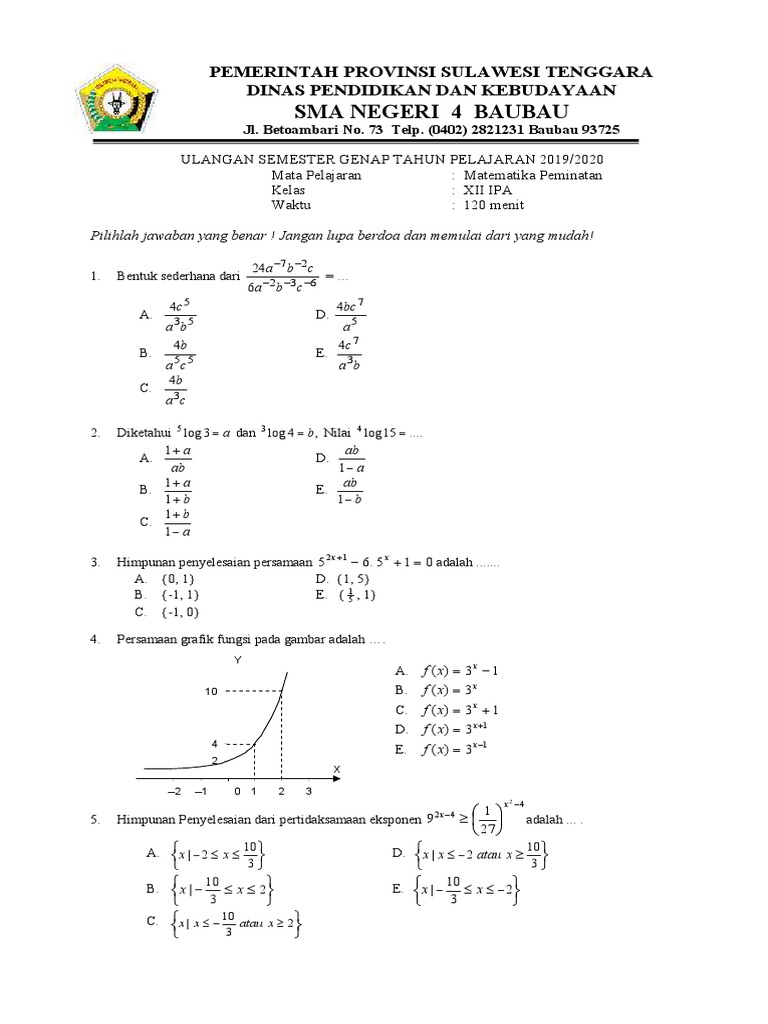 Soal Mat Minat Xii SM Genap 19-20 | PDF