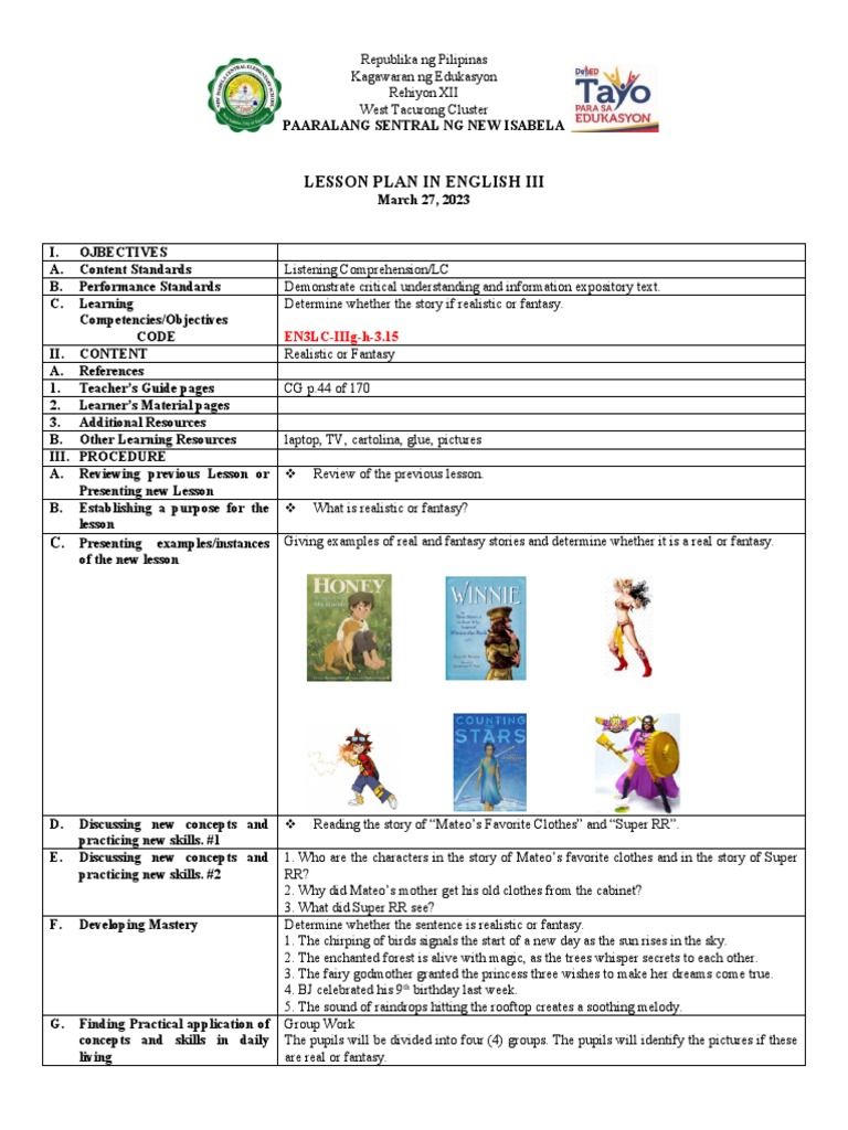 English 3 DLP | PDF | Learning | Cognitive Science