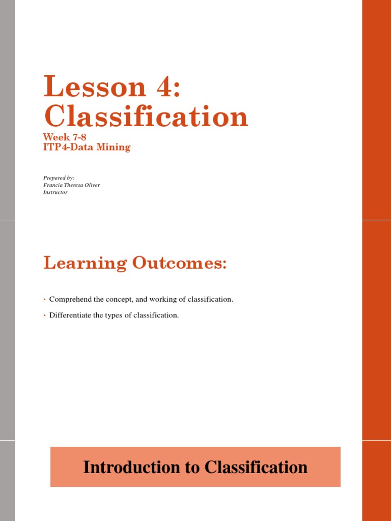 ITP4-Lesson 4-Week 7-8 | PDF | Statistical Classification | Machine Learning