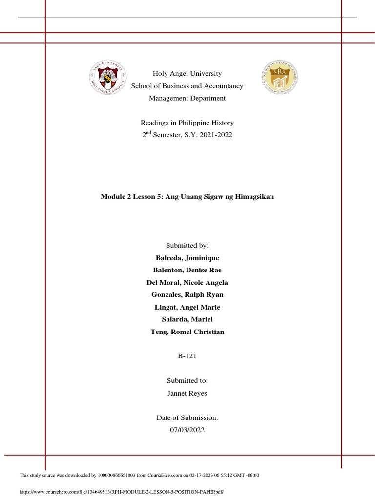 RPH Module 2 Lesson 5 Position Paper PDF | PDF | Philippines