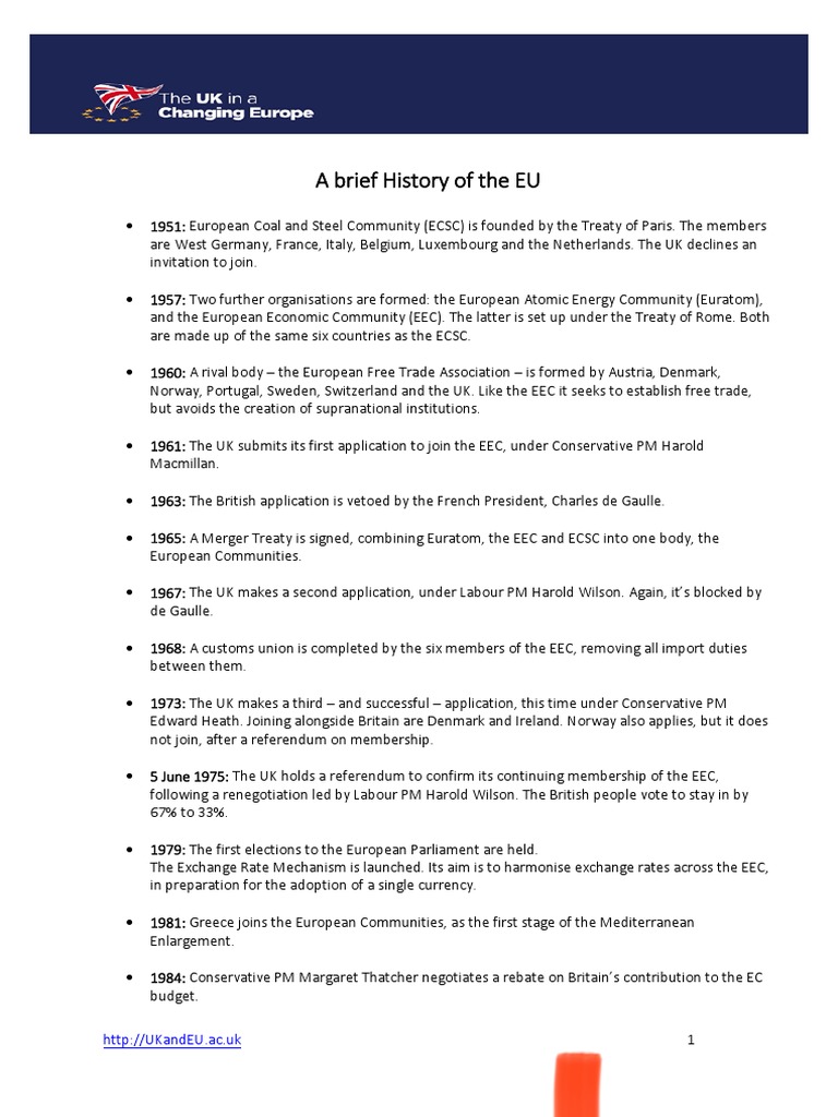 History of The EU | PDF | European Union | Enlargement Of The European ...