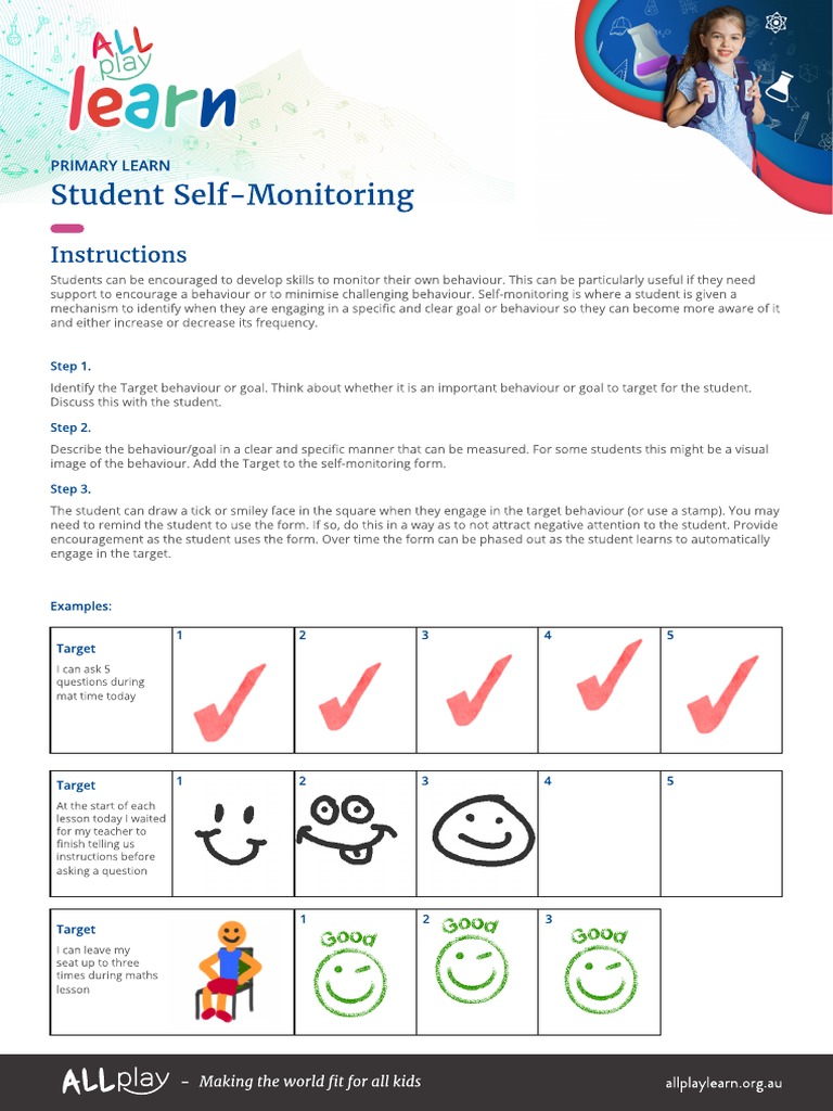 Primary Secondary Self Monitoring Form Pdf