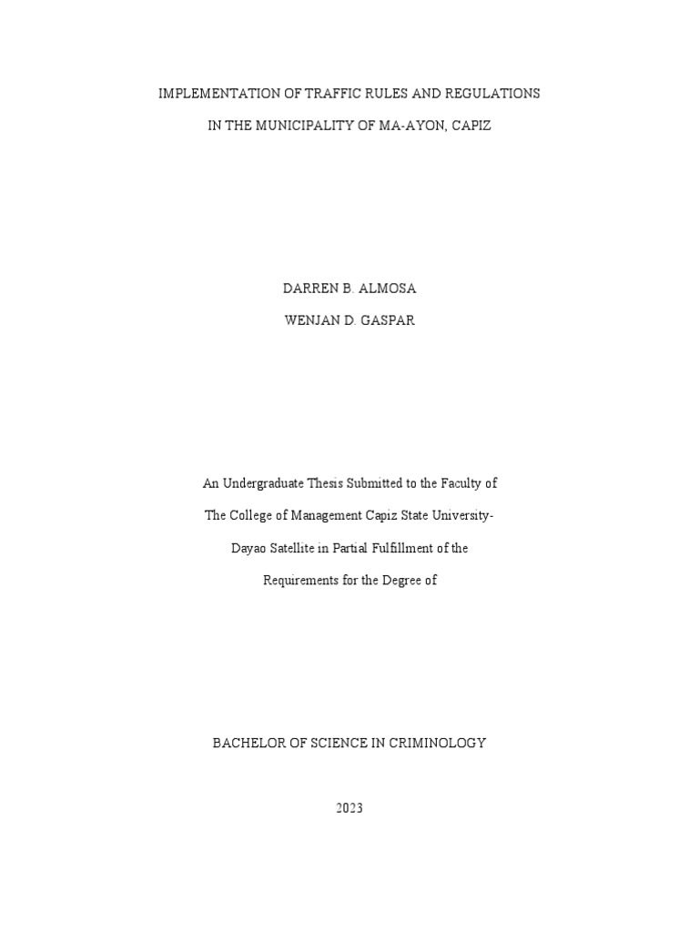 Implementation of Traffic Rules and Regulations | PDF | Transport ...