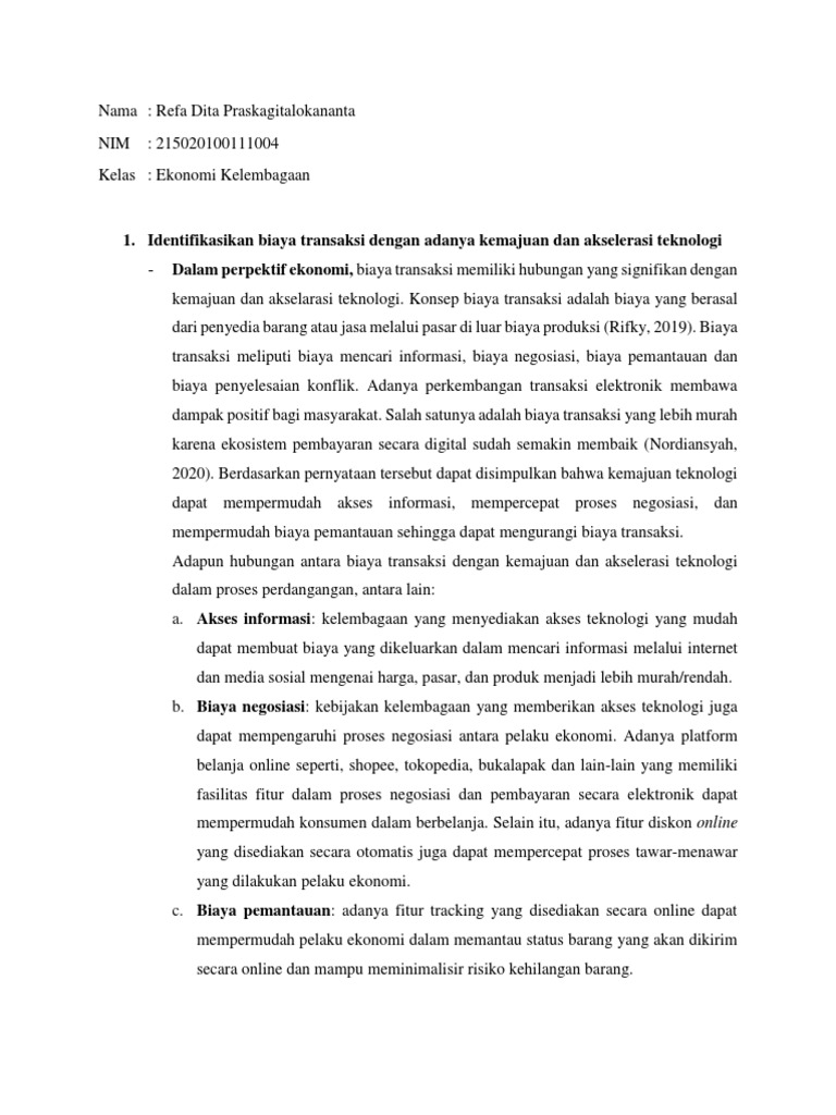 Refa Dita-Tugas Ekonomi Kelembagaan | PDF | Komputer