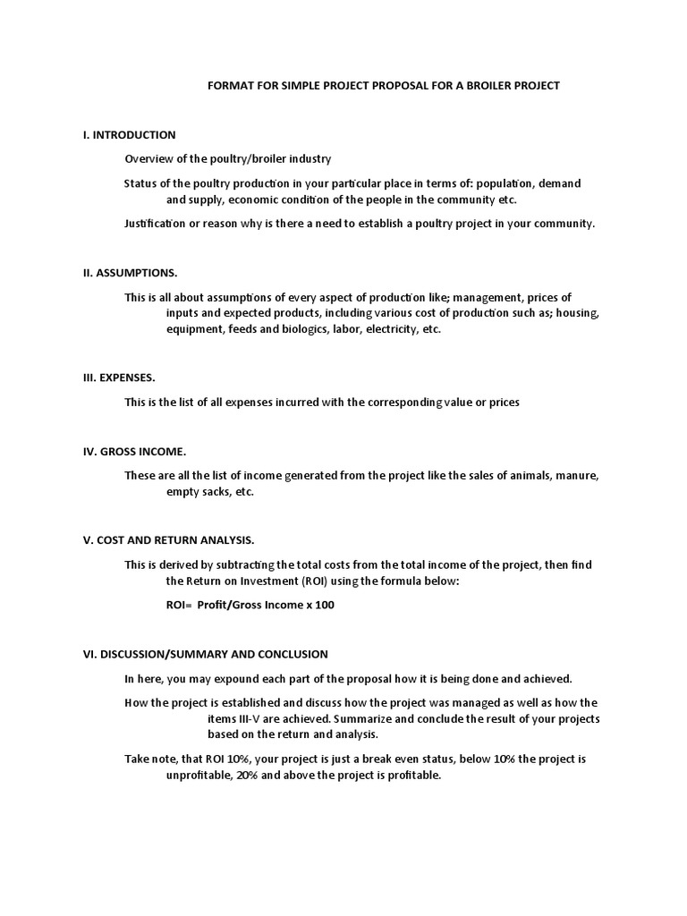 Format For Simple Project Proposal For A Broiler Project | PDF