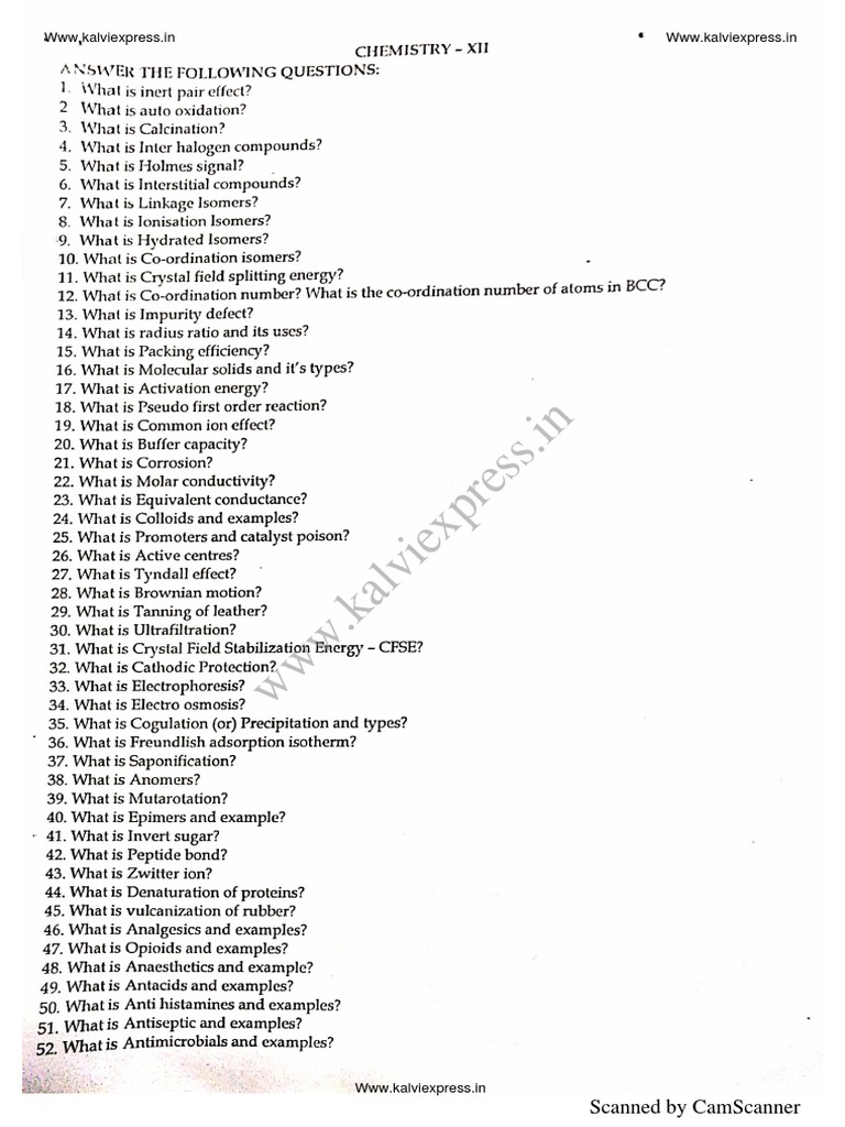 12 Imp - Chemistry Qns | PDF