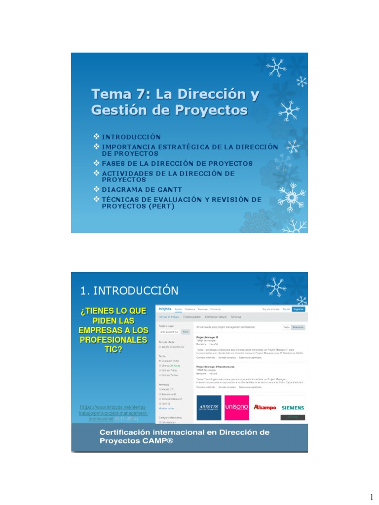 T7 La Direccion y Gestion de Proyectos | PDF | Presupuesto | Gestión de proyectos