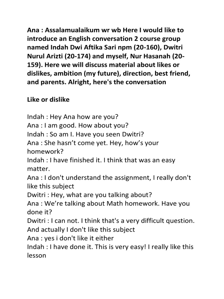 Dialog English Conversation 2 | PDF