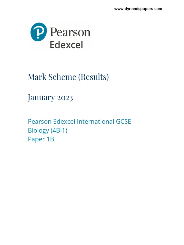 Mark Scheme Results January 2023 Pearson Edexcel International Gcse