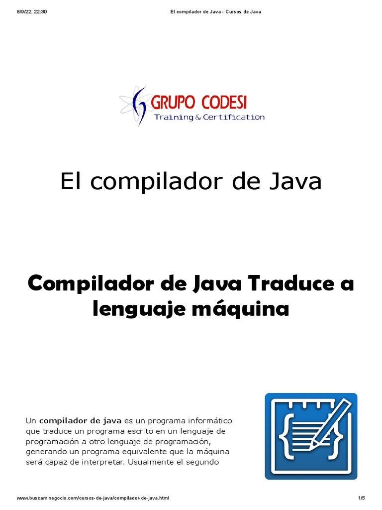 El Compilador de Java - Cursos de Java | PDF | Compilador | Lenguaje de programación